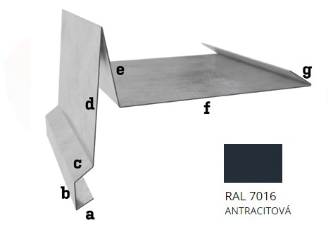 Hliník tl. 0,6 mm - Závětrná lišta spod r.š. 500 - RAL 7016 černá antracit